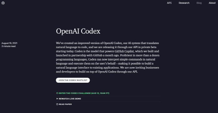 오픈AI, 자연어를 코드로 자동 변환 ‘코덱스(Codex)’ 출시 - IT News